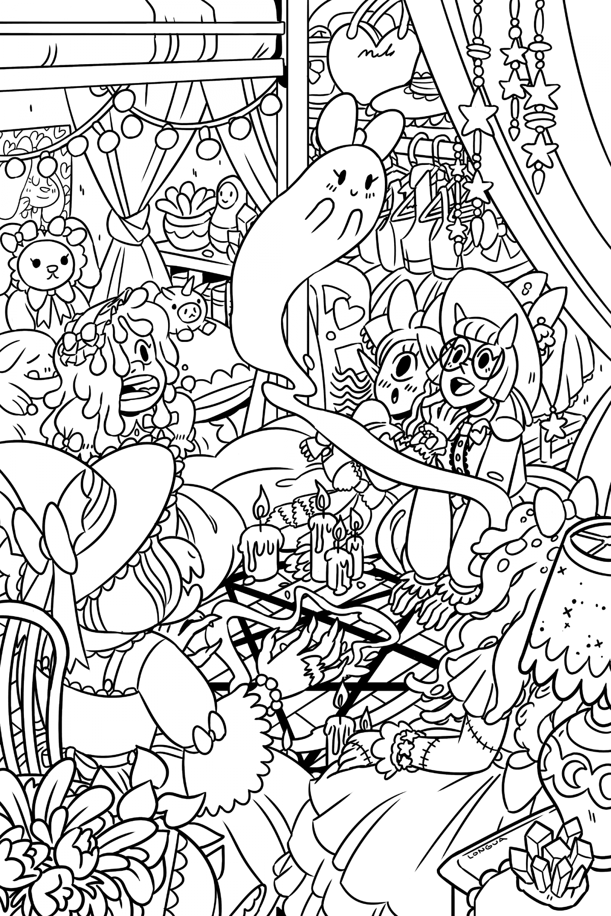 3 Whimsical Coloring Pages by Katie Longua - Rose City Comic Con